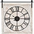 Amazon.com: Barn Door Clock – Charming Wash White Wood Color Wall Clock ...