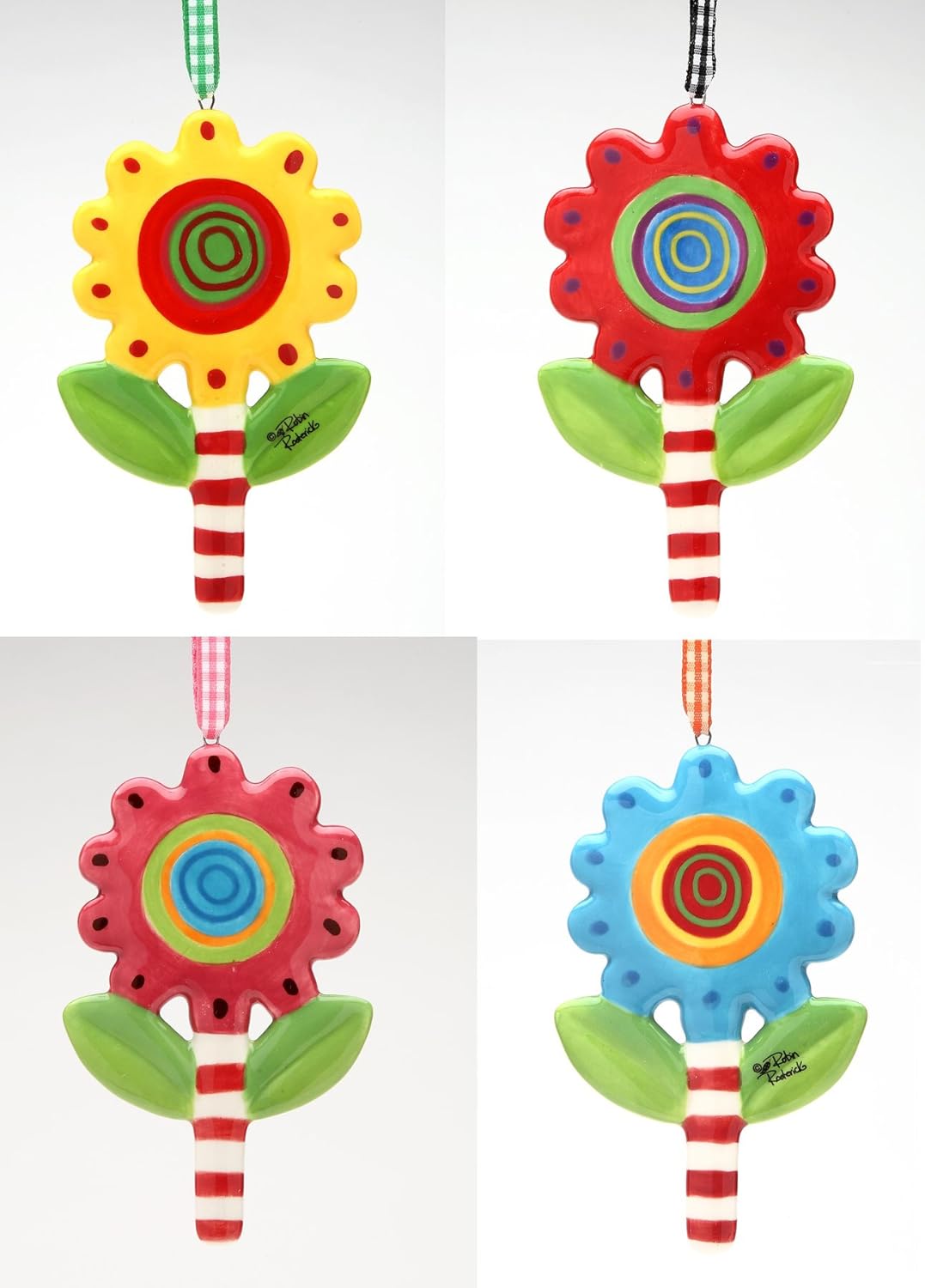 Giggle Feathers Chicks and Sunflowers Ornaments