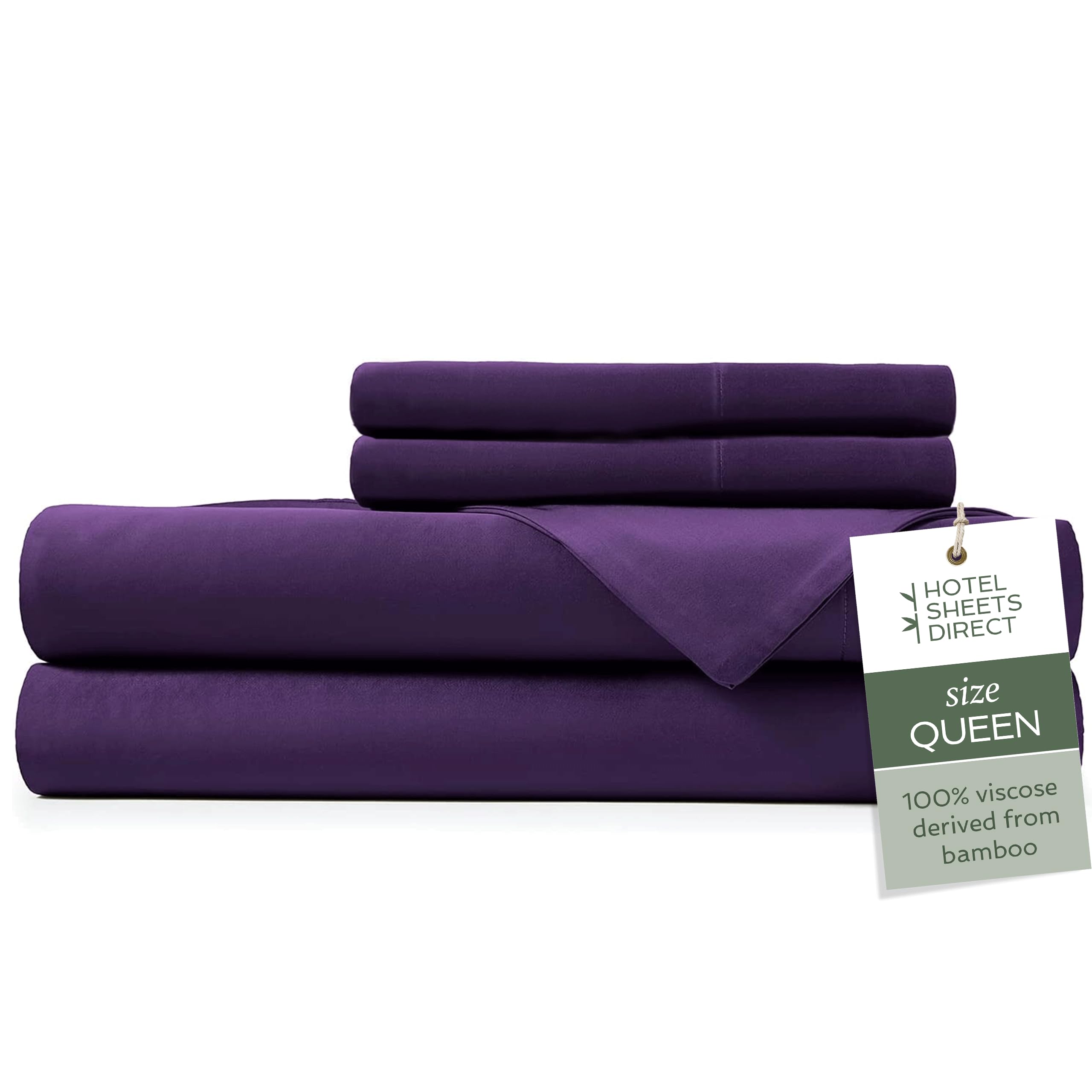 Hotel Sheets Direct 4 Piece Bed Sheet Set Queen Size, 100% Viscose ...