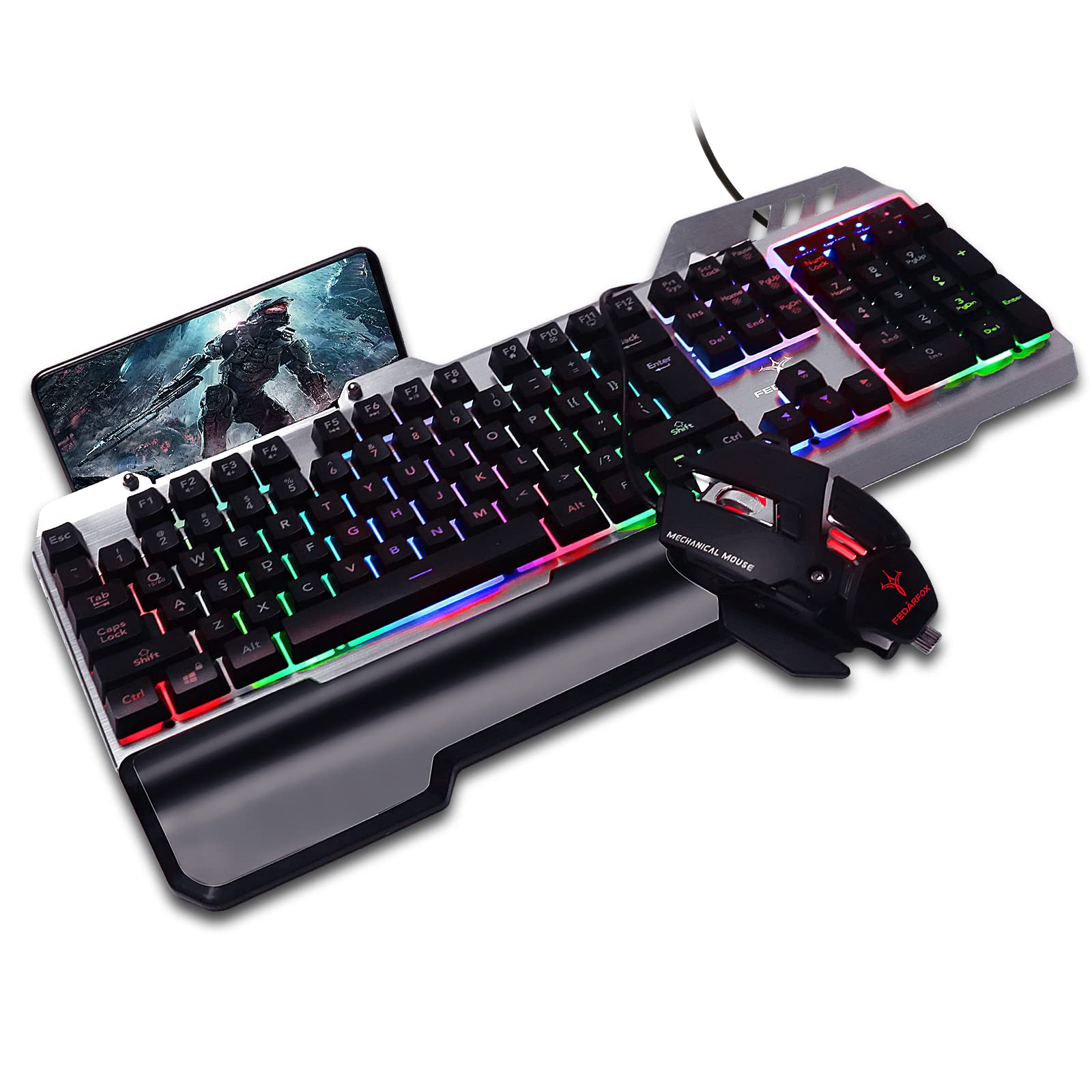 Mua Keyboard and Mouse Combo, FEDARFOX Compact Full Size Gaming Rainbow ...