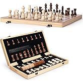 Amazon.com: 15'' Chess Sets Wooden Chess Board with Magnetic Pieces-2 ...