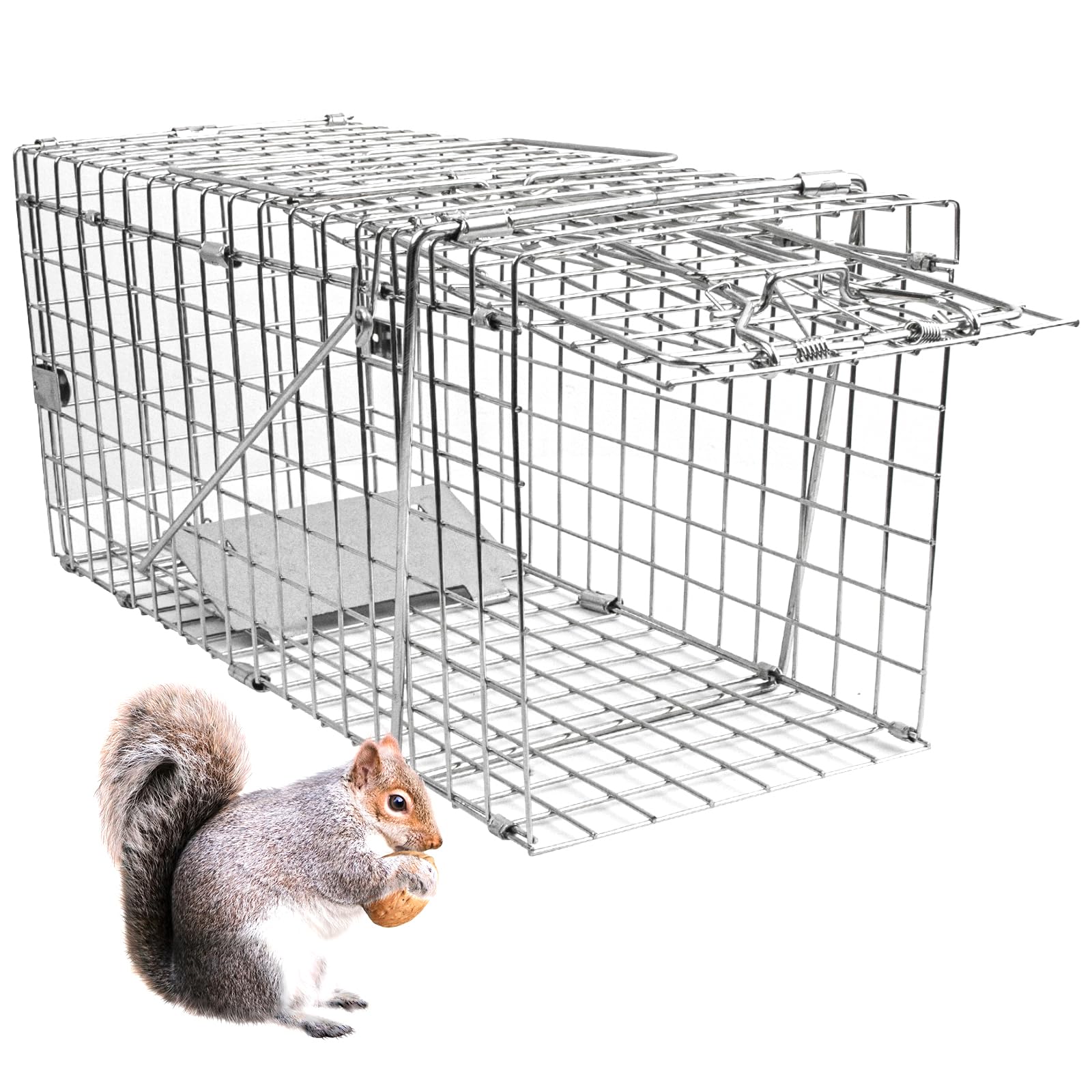 EPESTOEC 17.3" Heavy Duty Squirrel Trap, Folding Live Small Animal Cage ...