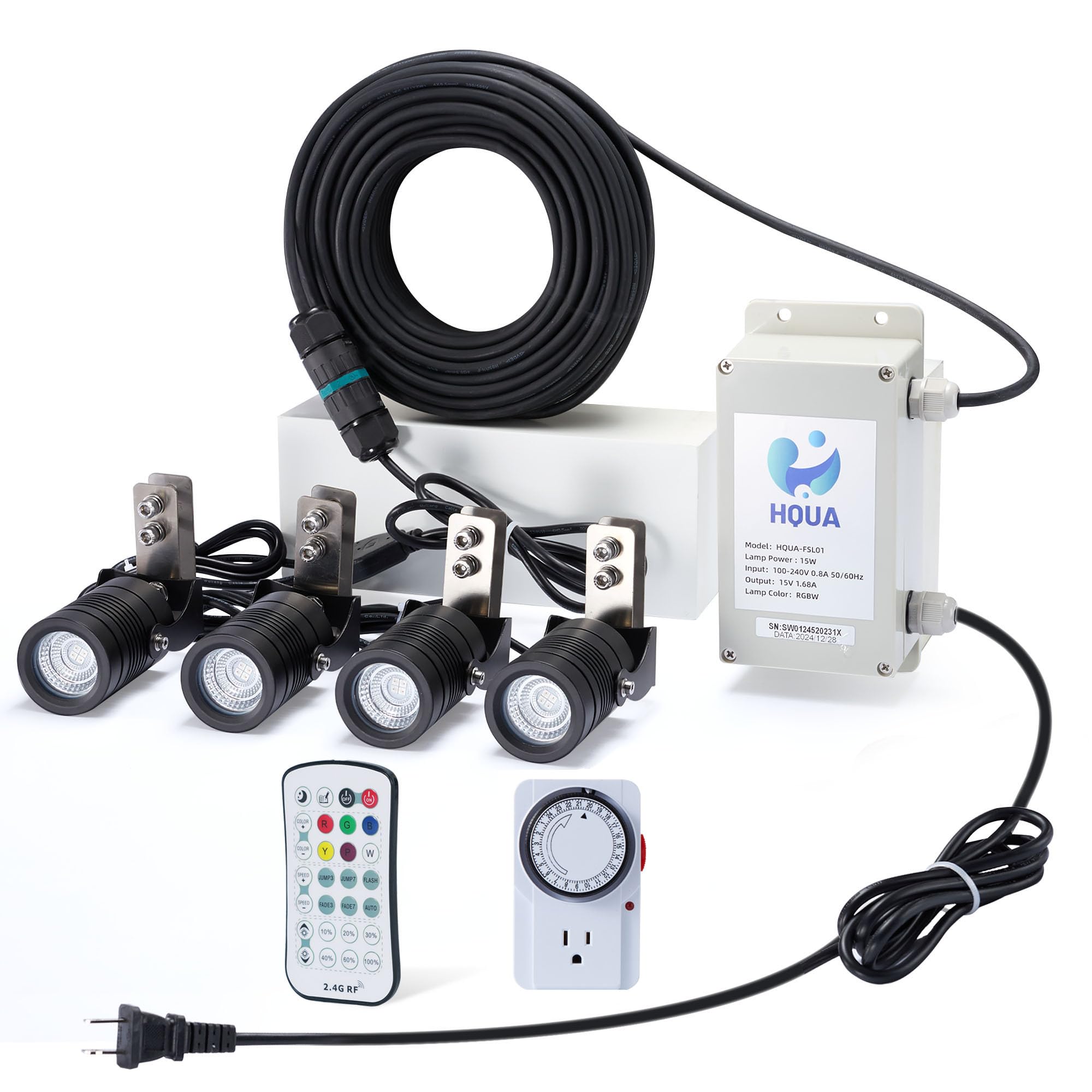 HQUA FSL01 120V AC LED RGB Color-Changing LED Fountain Light Sets, 4 ...