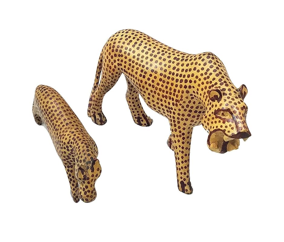 Amazon.com: Pair of Wooden Leopard Carvings African Safari Souvenir ...