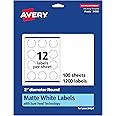 Amazon.com : Avery Matte White Round Labels, Sure Feed Technology, 2 ...