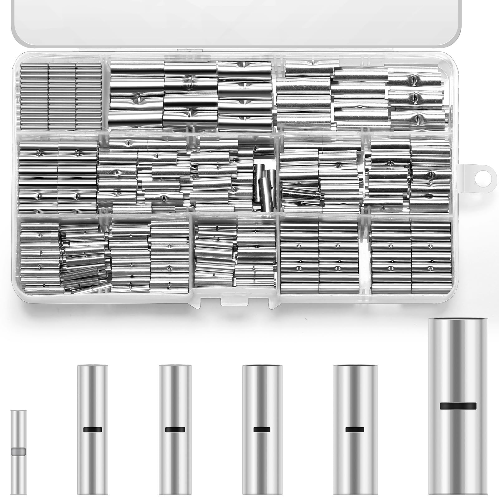 Tellegloww 600 Pcs Non Insulated Butt Connectors Kit Uninsulated Splice ...