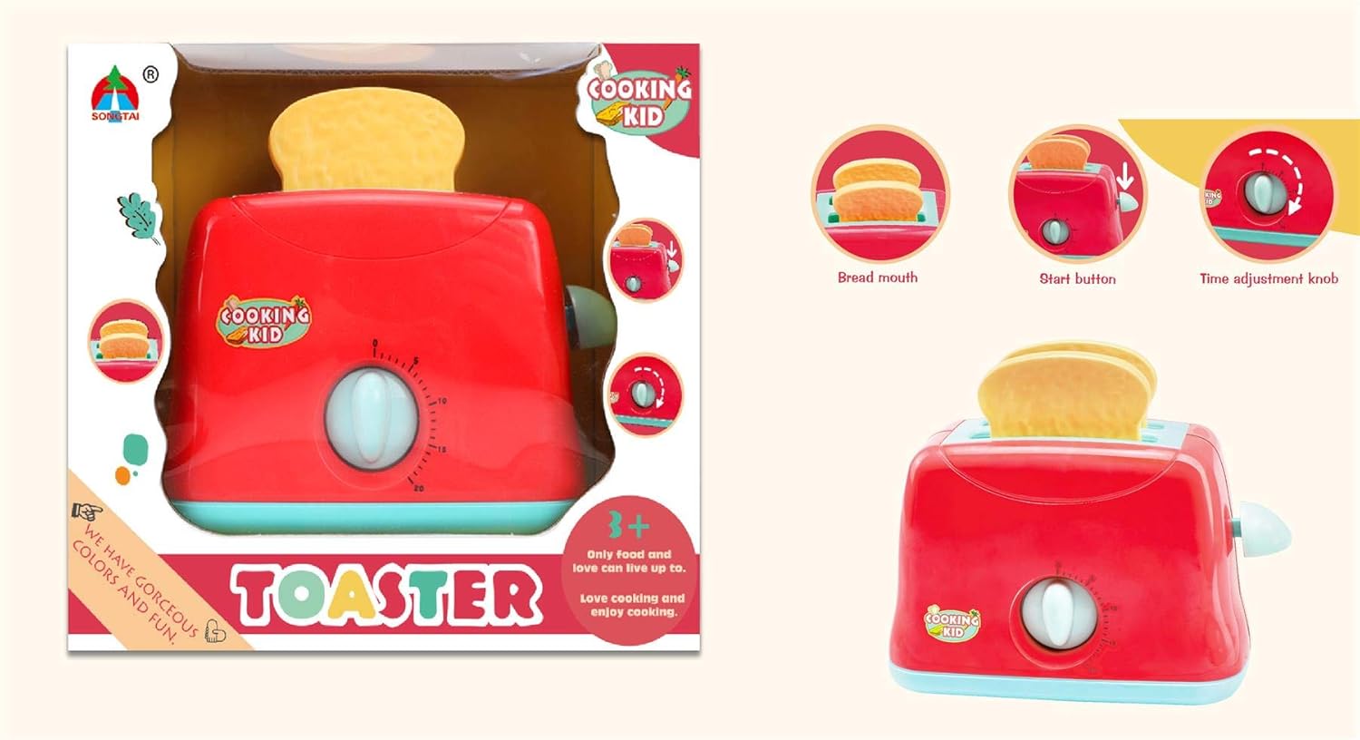 Koolbitz Play Kitchen Bread Slices Toaster Toy Pretend Play Pop-Up for ...