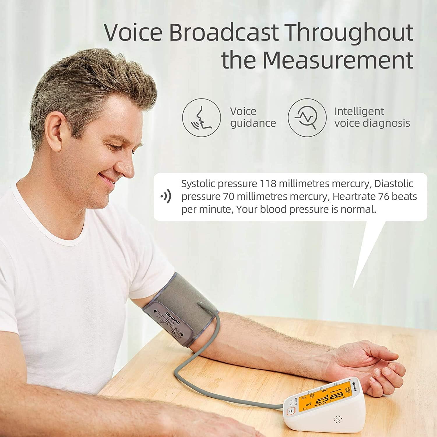 yuwell Blood Pressure Monitor, 360 Degree Extra Large Upper Arm Cuff, Digital BP Machine with ...