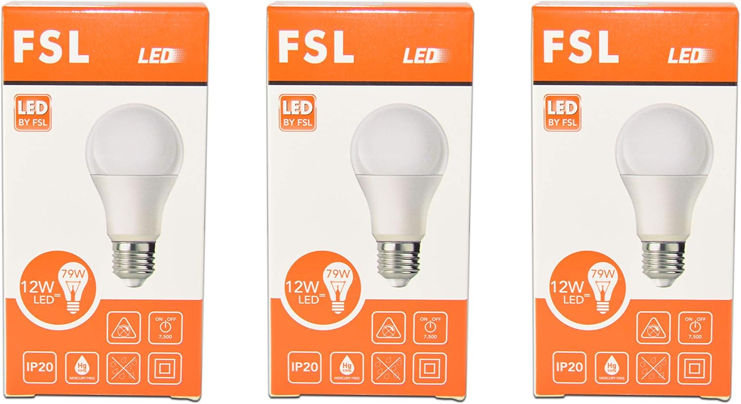 FSL LED Bulb A60 12W E27 AC220-240V White/Warm White/Yellow (Price of pack) (Yellow 3000K): Buy ...