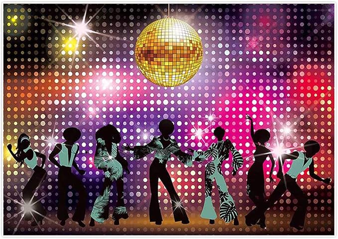 Allenjoy 7x5ft Vintage Disco Night Theme Neon Dance Party Backdrop ...