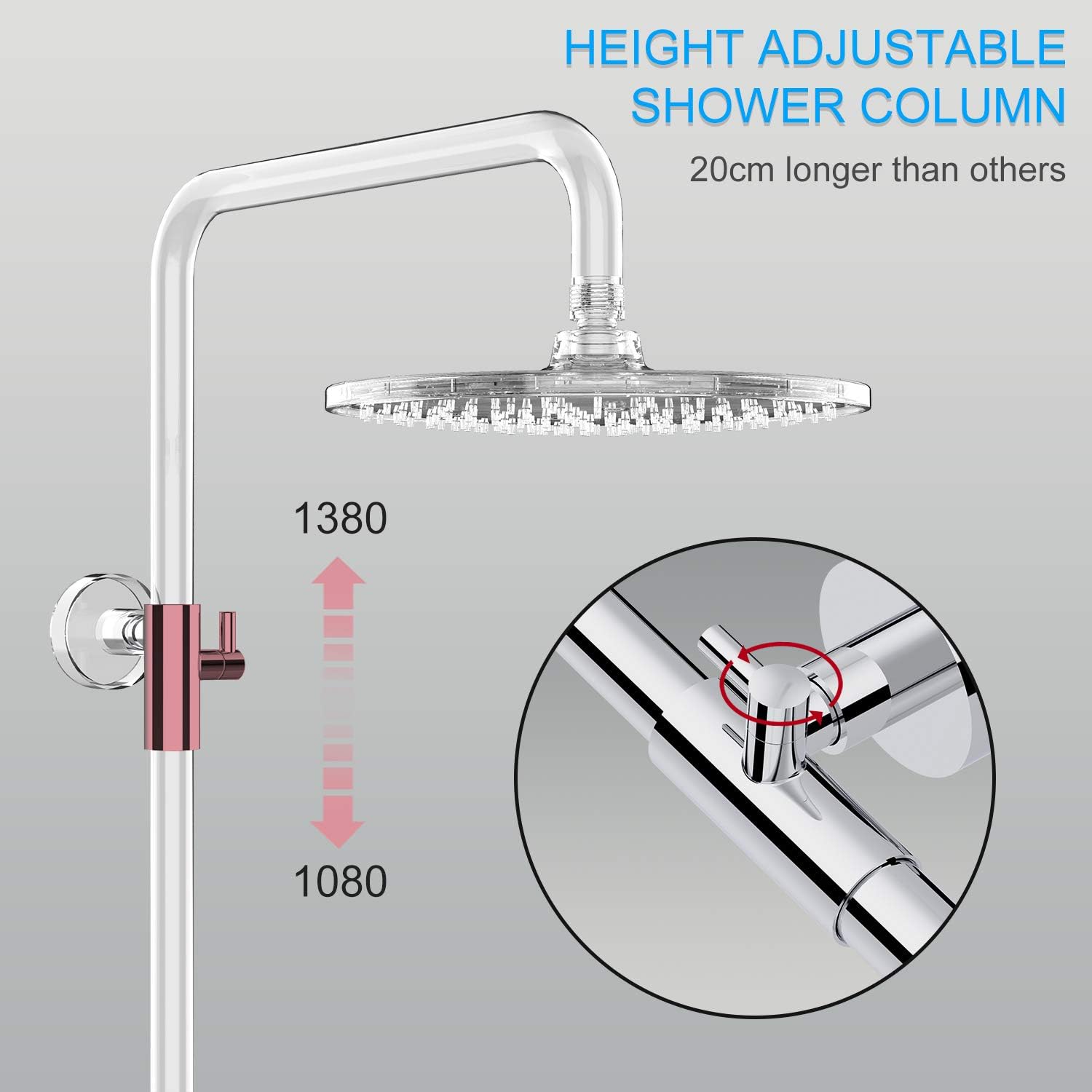 Rainsworth Thermostatic Shower Mixer, Height Adjustable Mixer Shower ...