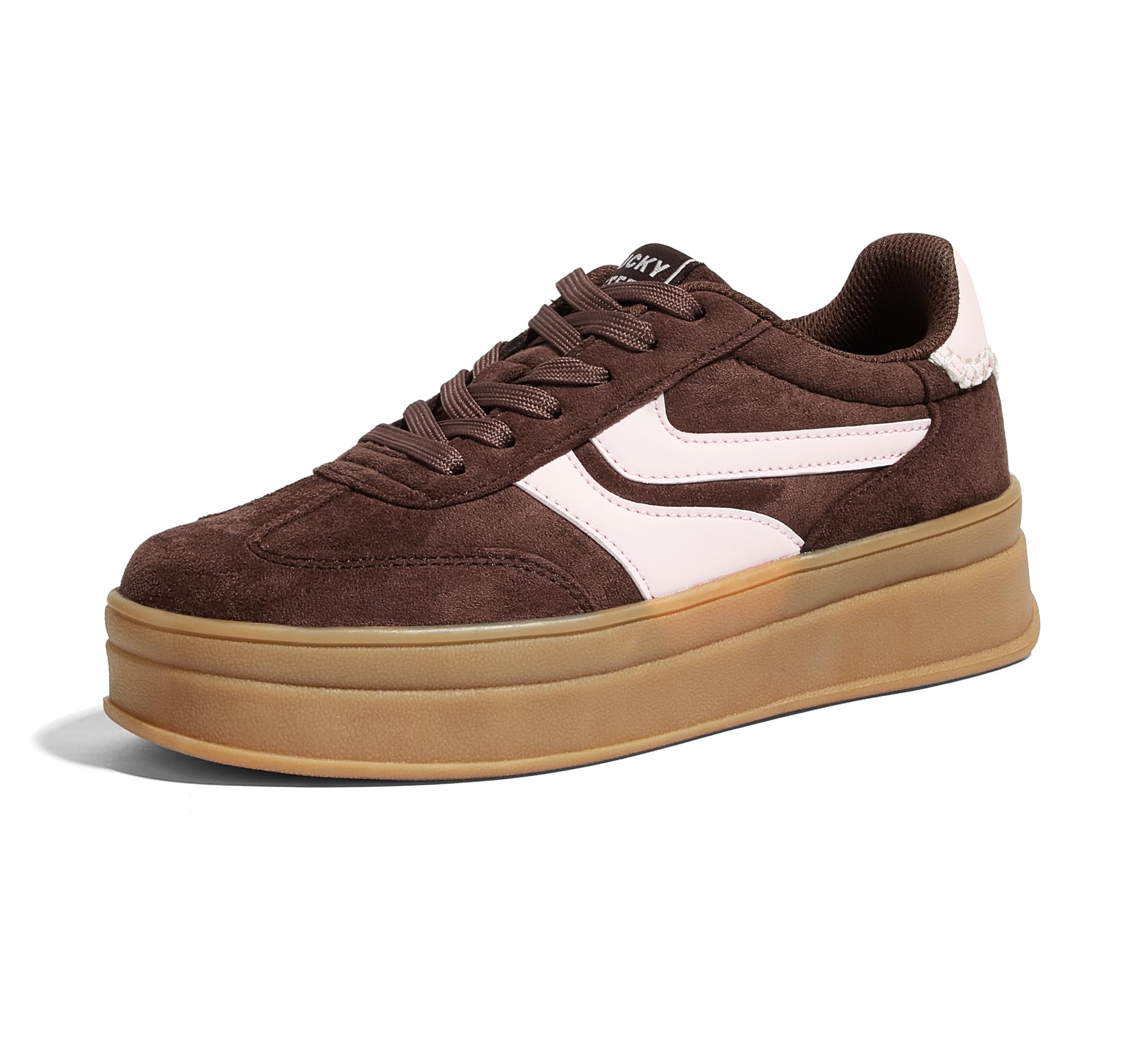 LUCKY STEP Platform Sneakers for Women Fashion Retro Thick Rubber Gum ...