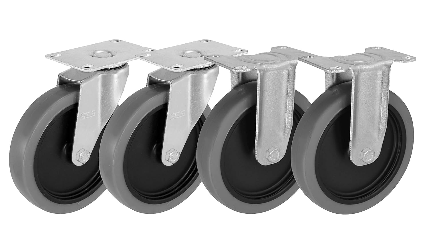 Caster Set of 4 | 5" Non-Marking Rubber for Rubbermaid 4400, 4500 and ...