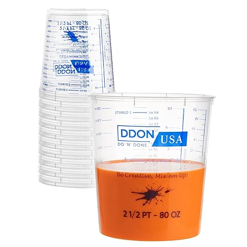 Paint Mixing Cups 80 Oz, 10-Pack - Disposable Plastic Graduated ...