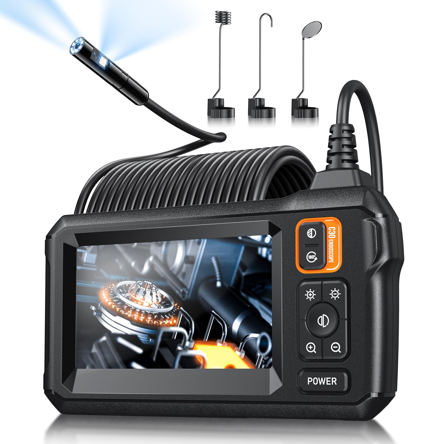 Endoscope Camera with Light, Inspection Borescope Camera with 4.3" IPS ...