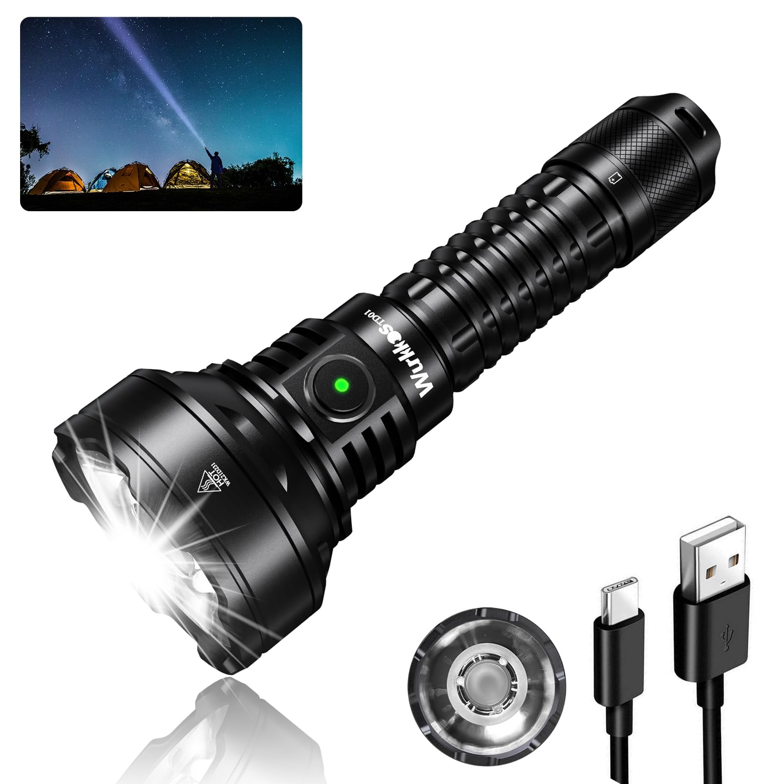 Wurkkos LED Tactical Flashlight Rechargeable - TD01 Tactical Flashlight ...