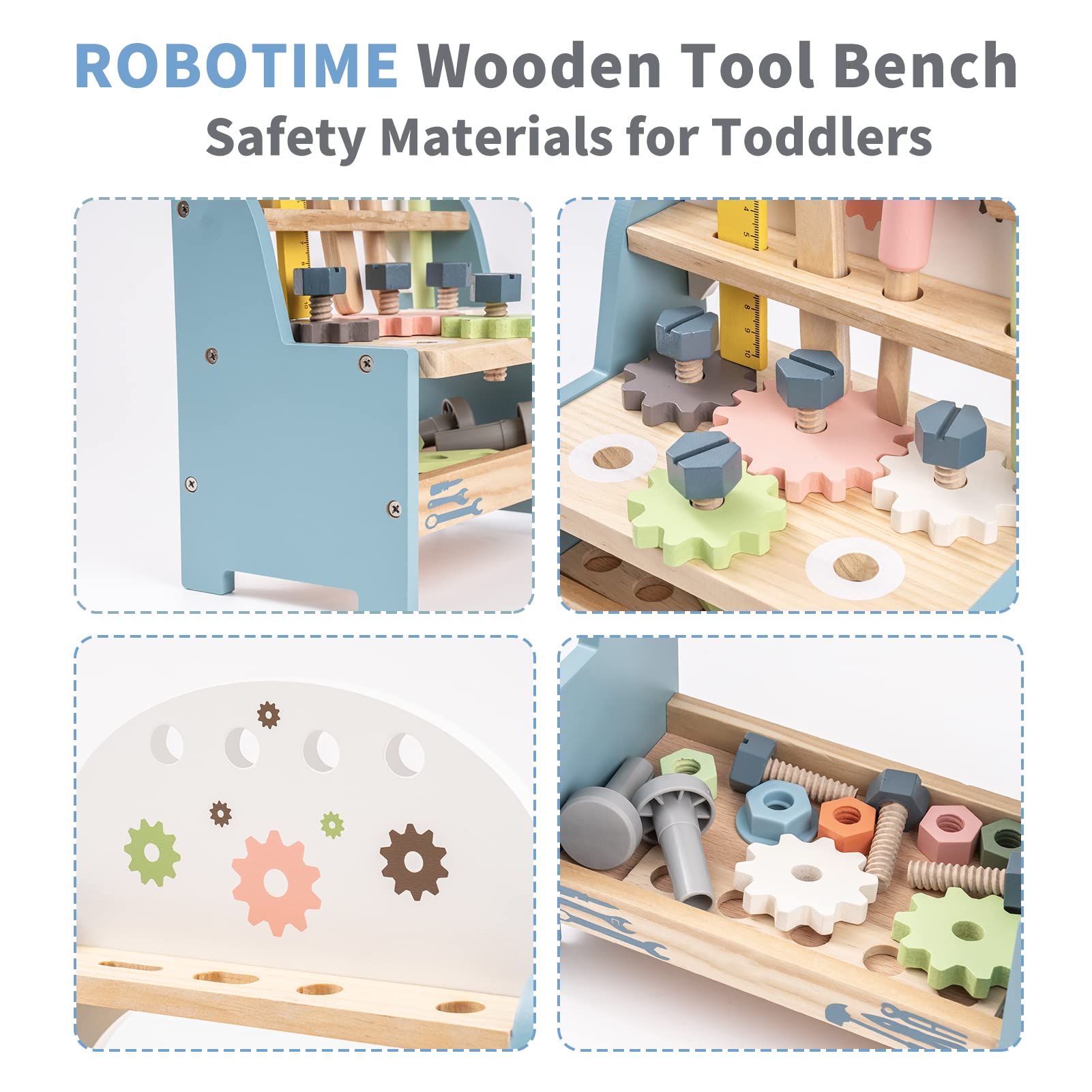 ROBOTIME Tool Bench Set For Toddlers - Mini Wooden Work Bench For Kids ...