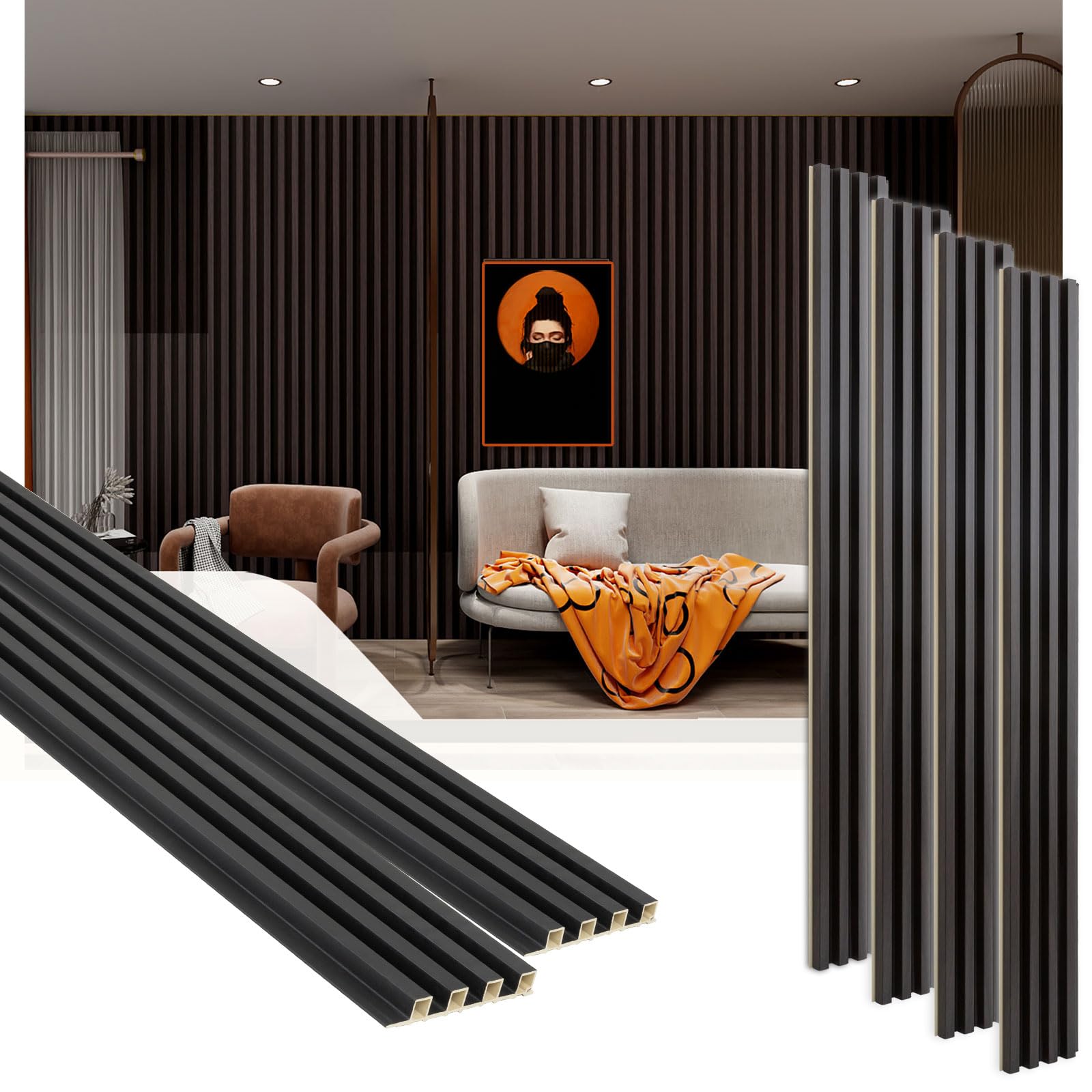Eazart 3D Slat Wall Panels, WPC Wood Strip Texture Panels for Modern ...