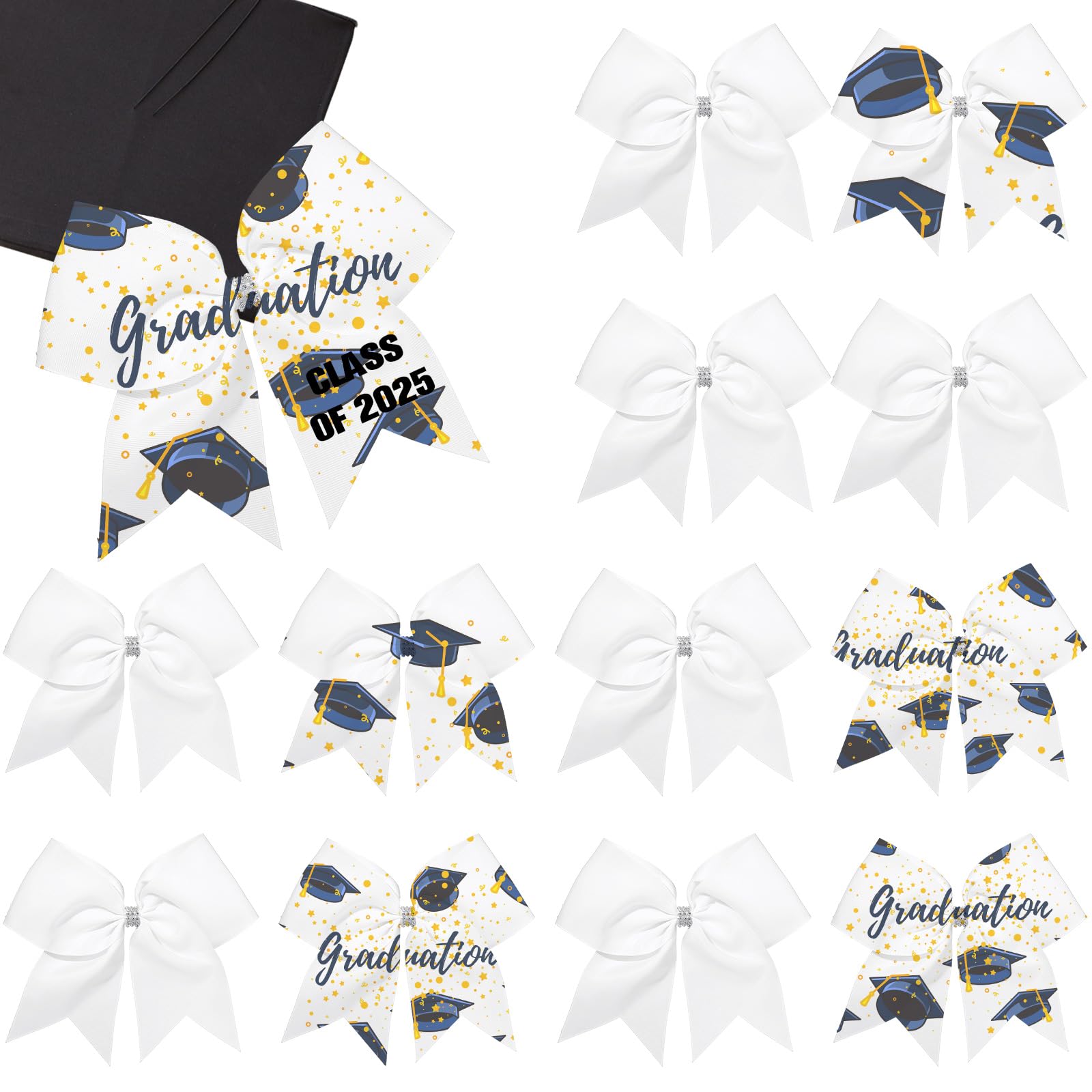 Solsew 12 Pcs 2025 Graduation Cap Bow Sublimation Heat Transfer White ...