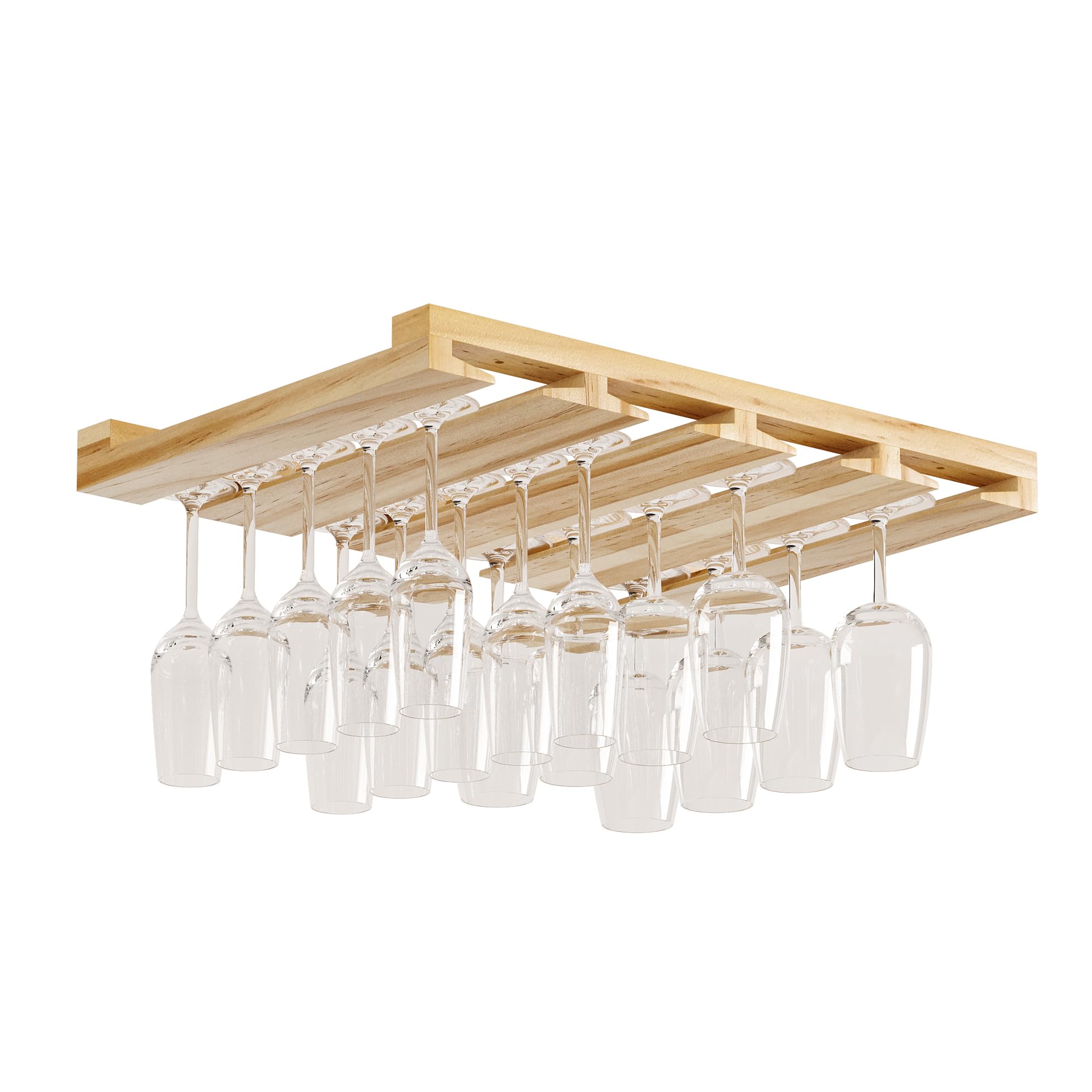 Rustic State 4 Sectional Adjustable Under Cabinet Mount Wood Stemware ...