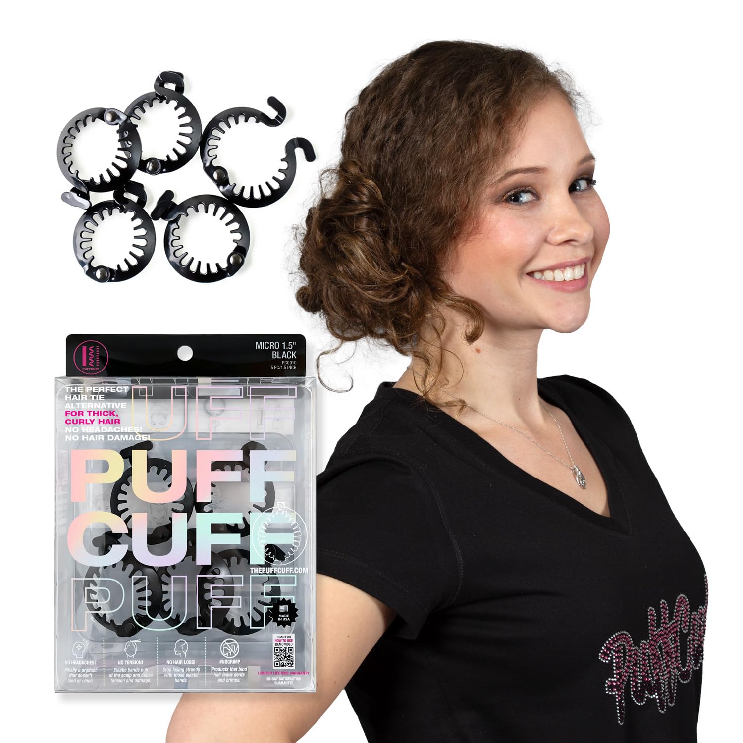 PuffCuff Micro 1.5" Hair Clamps, For All Natural, Thick, Curly, Kinky ...