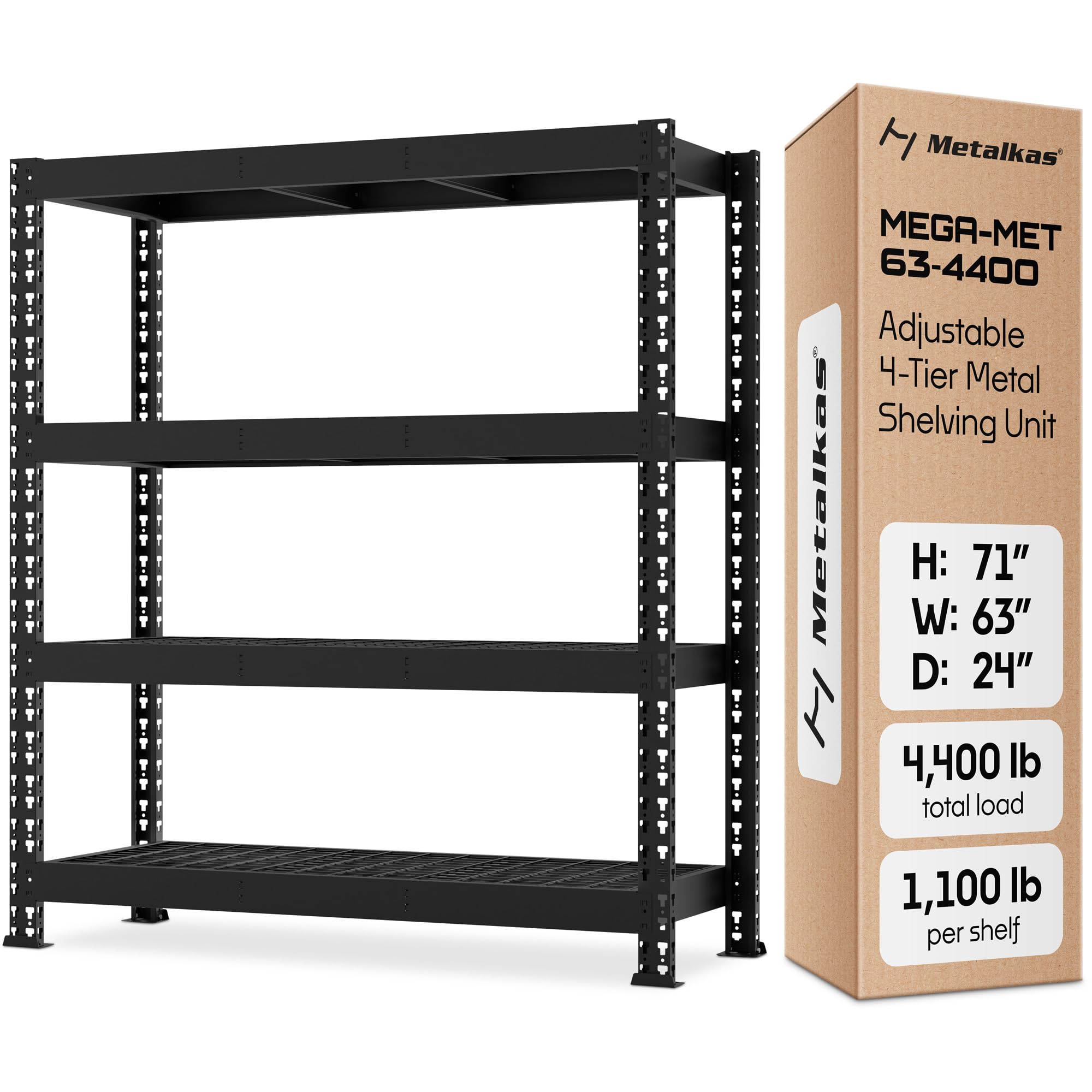 Metalkast Heavy-Duty Metal Garage Shelving | 71" H x 63" W x 24" D ...