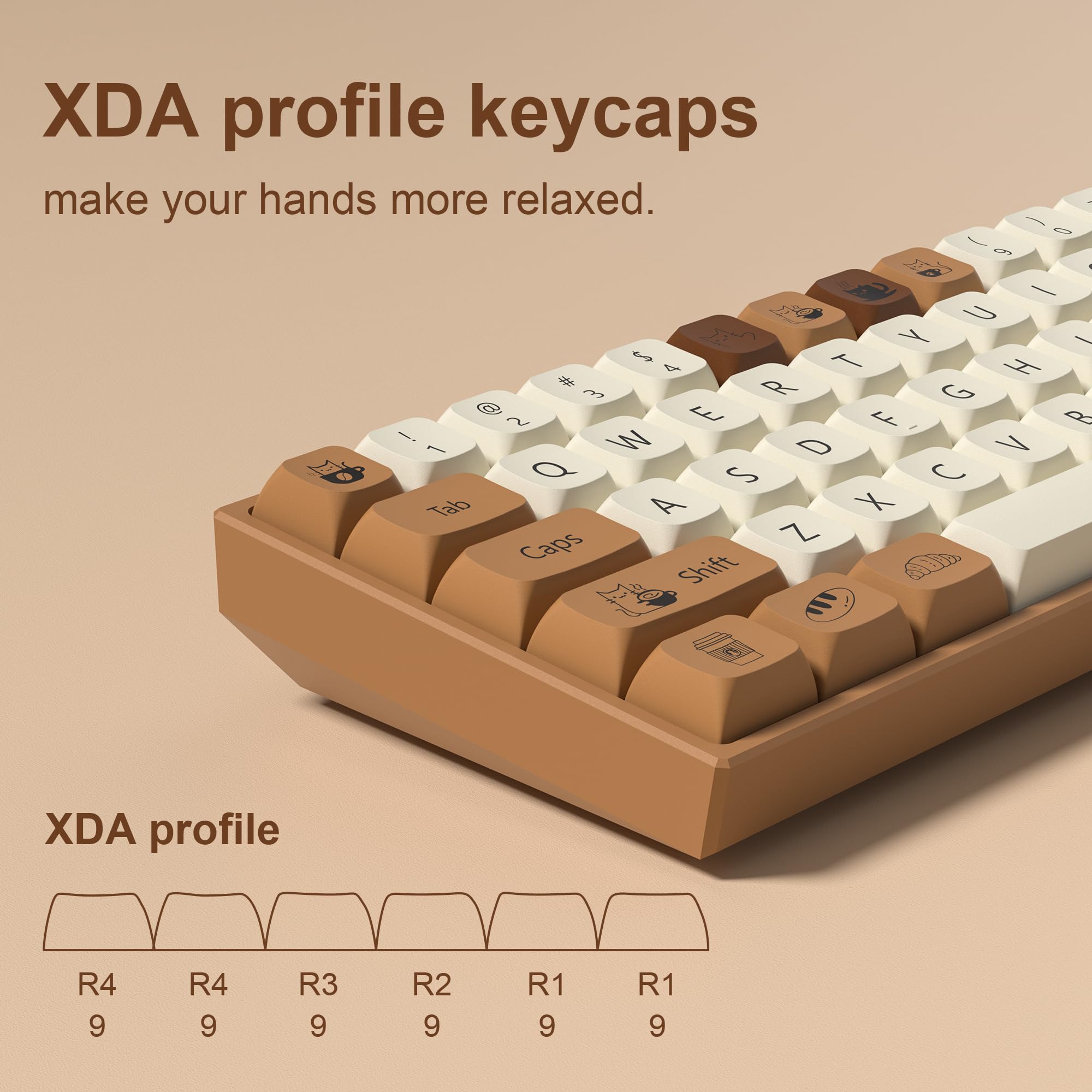 Mua Brown PBT Keycaps 140 Keys XDA Profile Cute Key caps Dye ...