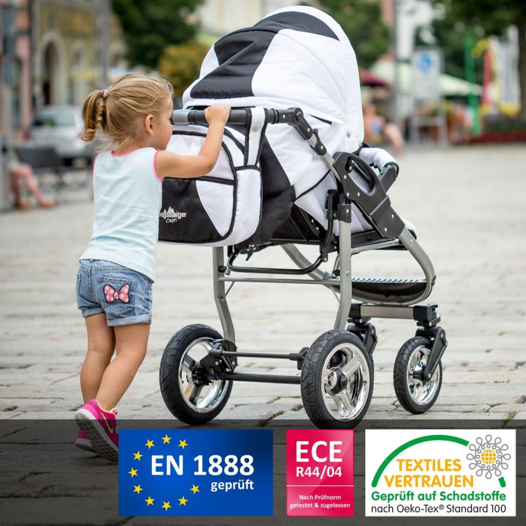 Bergsteiger Capri Kinderwagen 3 in 1 Kombikinderwagen Megaset 10 teilig ...