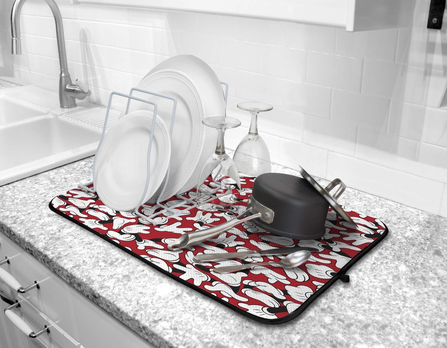 Dish Drying Mats 16 x 18 inches Ultra Absorbent Reversible Microfiber ...