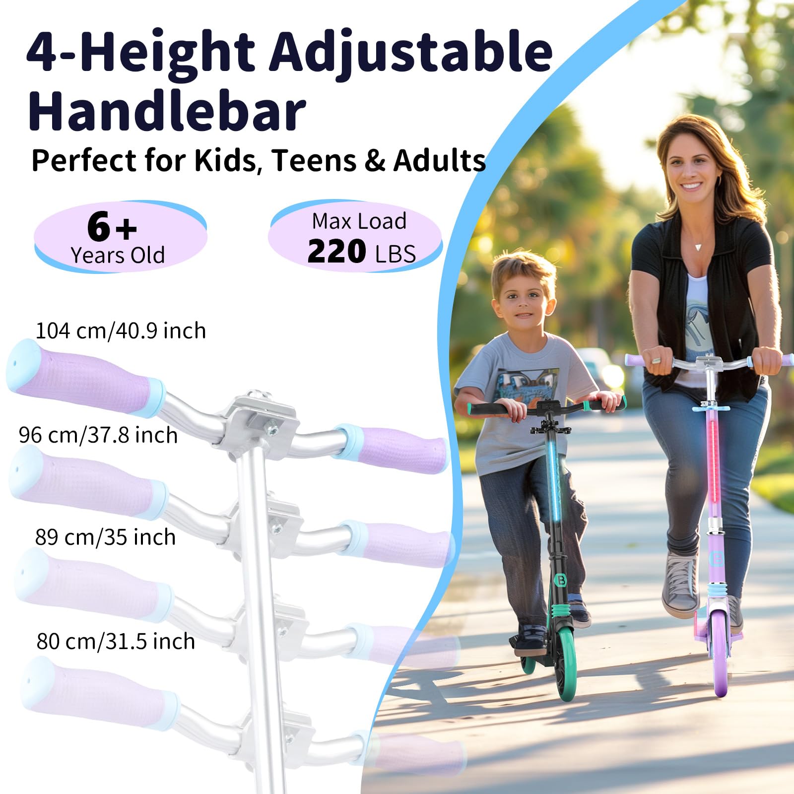 Mua BELEEV V8 Scooter for Kids Ages 6+ with LED Light-Up Stem & Deck ...
