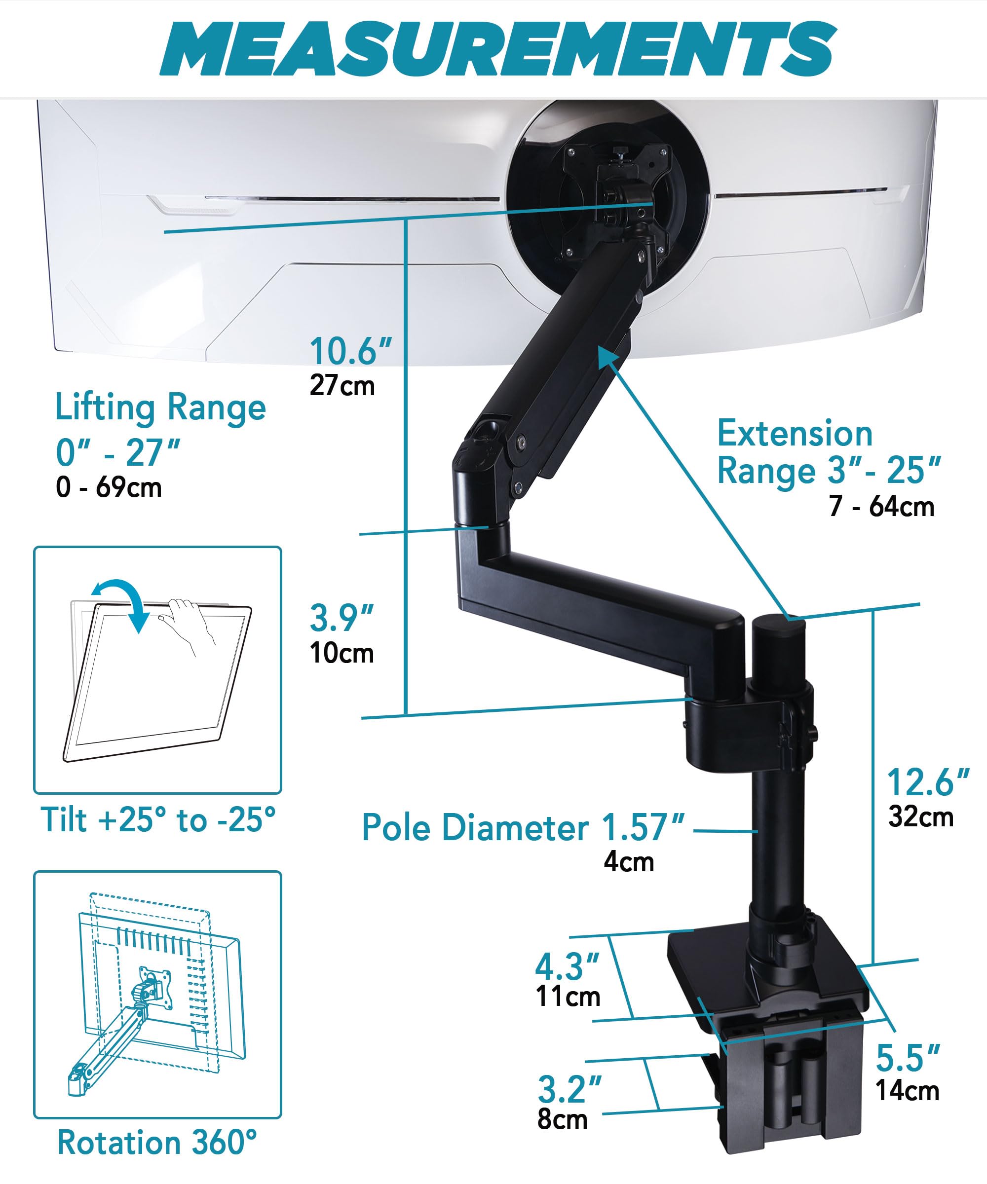 Mua Heavy Duty Monitor Arm for Ultrawide Monitors up to 57" and 44 lbs ...