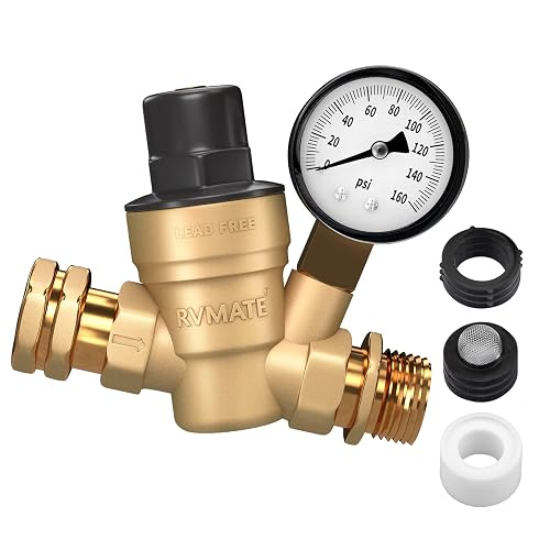 RVMATE RV Water Pressure Regulator, Brass Lead-Free Water Pressure ...