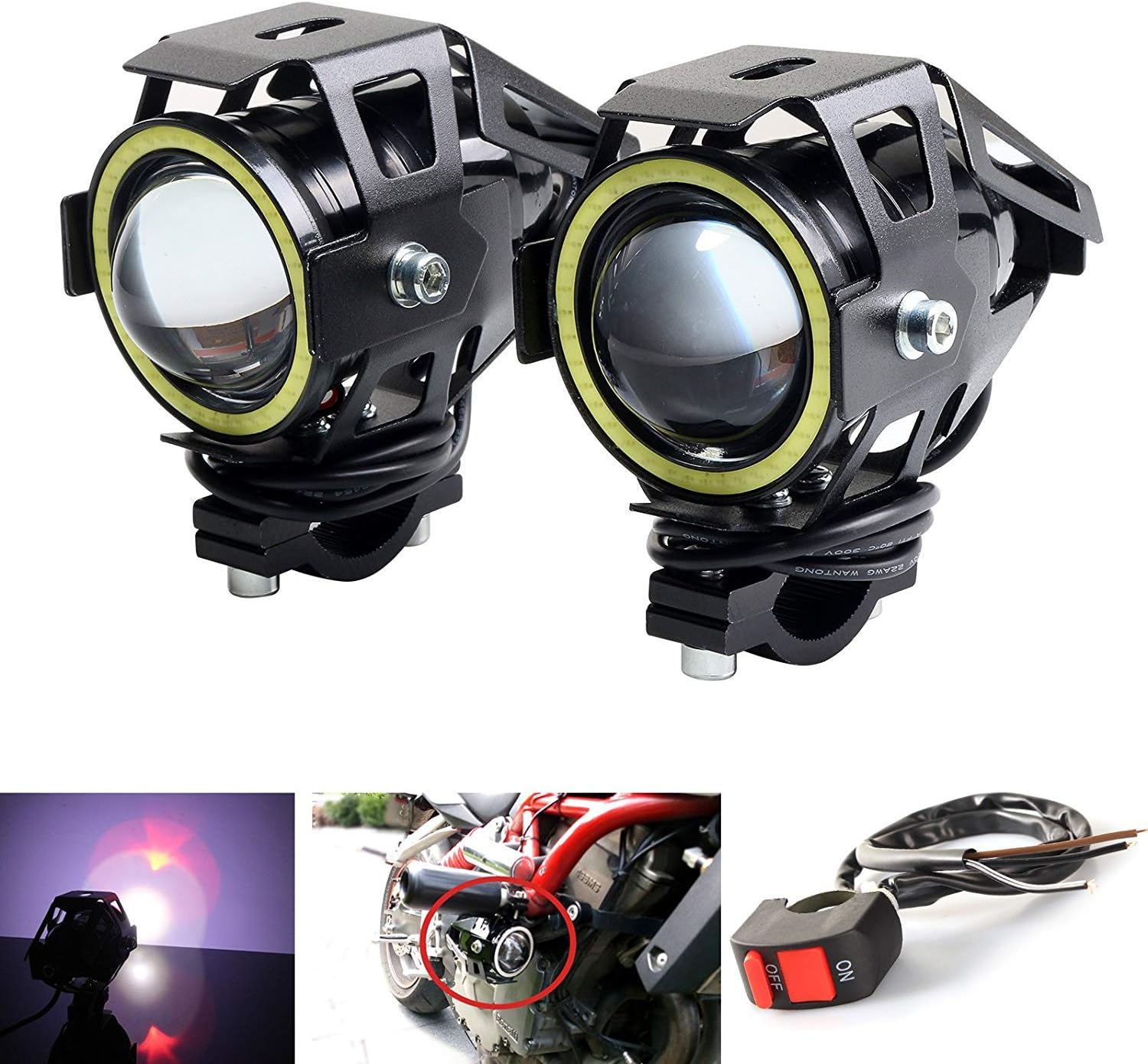 SLCSL Motorrad Scheinwerfer Led U7 DRL Nebel Fahren Lauflicht mit Engel ...
