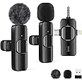 Amazon.com: Gicorino Wireless Lavalier Microphones, 4-in-1 Universal Receiver for Android iPhone ...