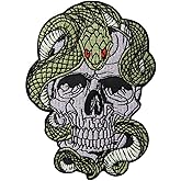 Amazon.com: BOHAQA Skull and Snake Patch 4" - Cool Red Eye Snake with ...