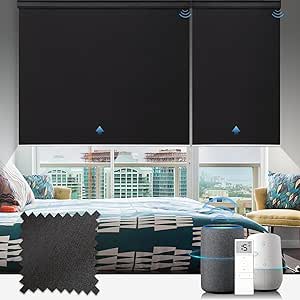 Amazon.com: Graywind Motorized Roller Shade Compatible with Alexa Google 100% Blackout ...