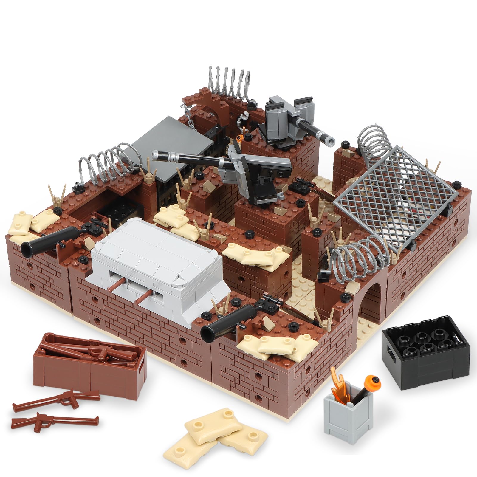 Mua WW2 Military Base Bunker Trench Building Set, 8 in 1 Army Battle ...