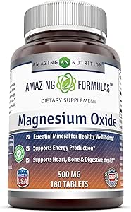 Amazon.com: Amazing Nutrition Plain Magnesium Oxide Supplement - 500mg ...