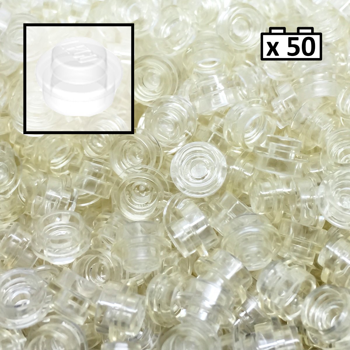 LEGO Round Stud Plate 1x1 Transparent x50 98138: Amazon.co.uk: Toys & Games