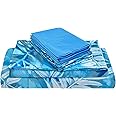 Amazon.com: JSD Blue Tropical Leaves Print Sheet Set King Size, 6 Piece ...