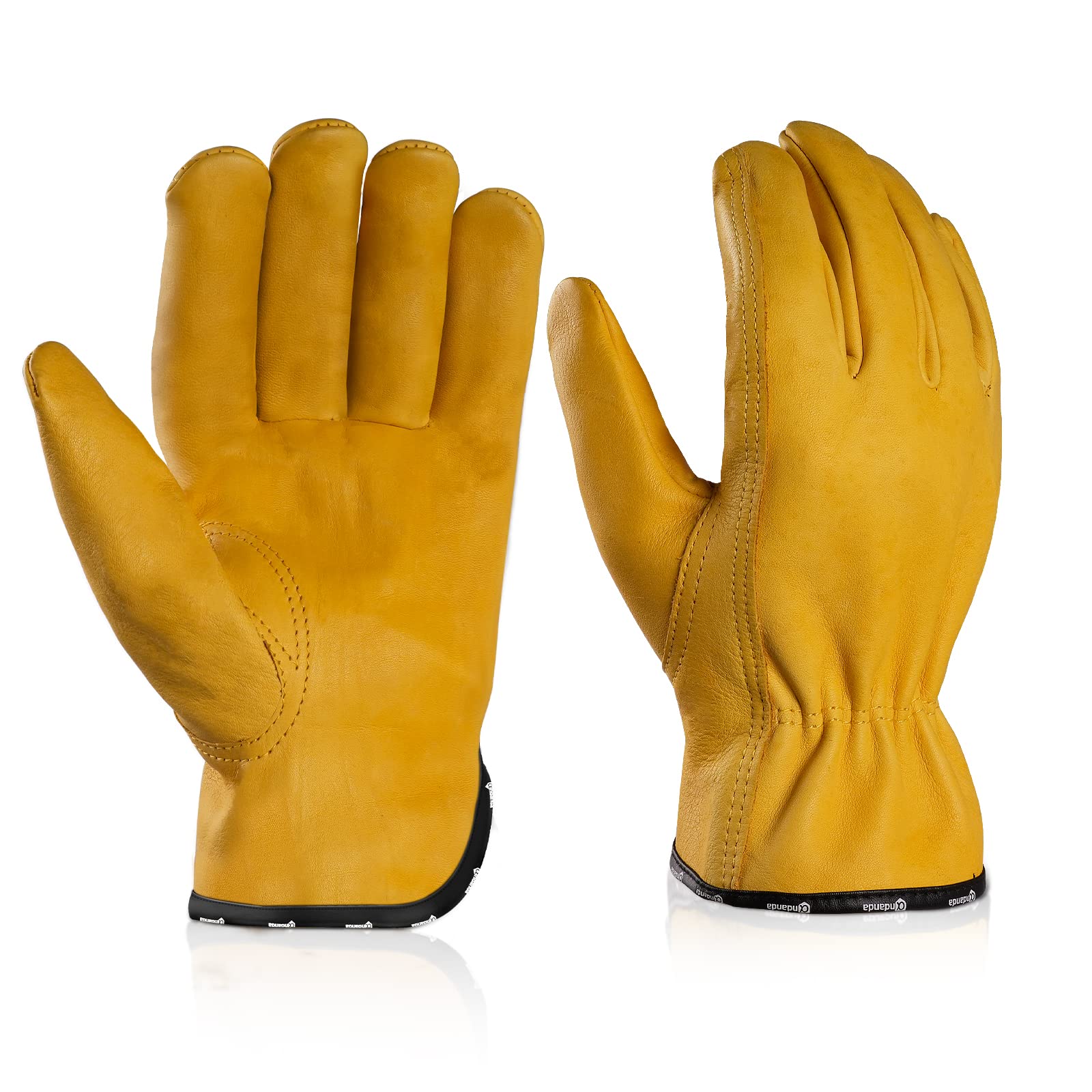 ANDANDA Work Gloves, Wear Resistant, Industrial Grade Leather Safety ...