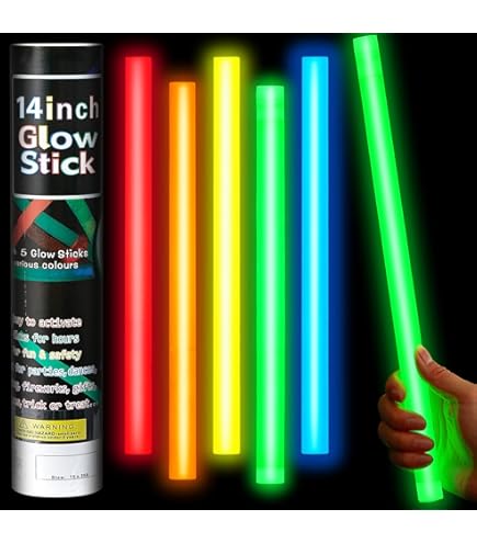 Foam Glow Sticks 20-Pack Jumbo 14" Glow Sticks - 8 Colors, Military ...
