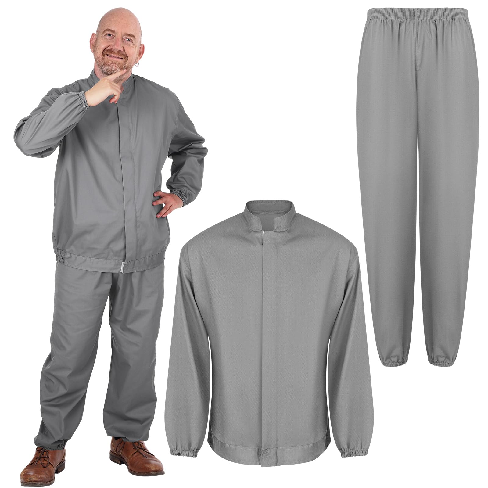 Maiteenly 2 Pcs Evil Villain Costume for Men Include Elastic Grey ...