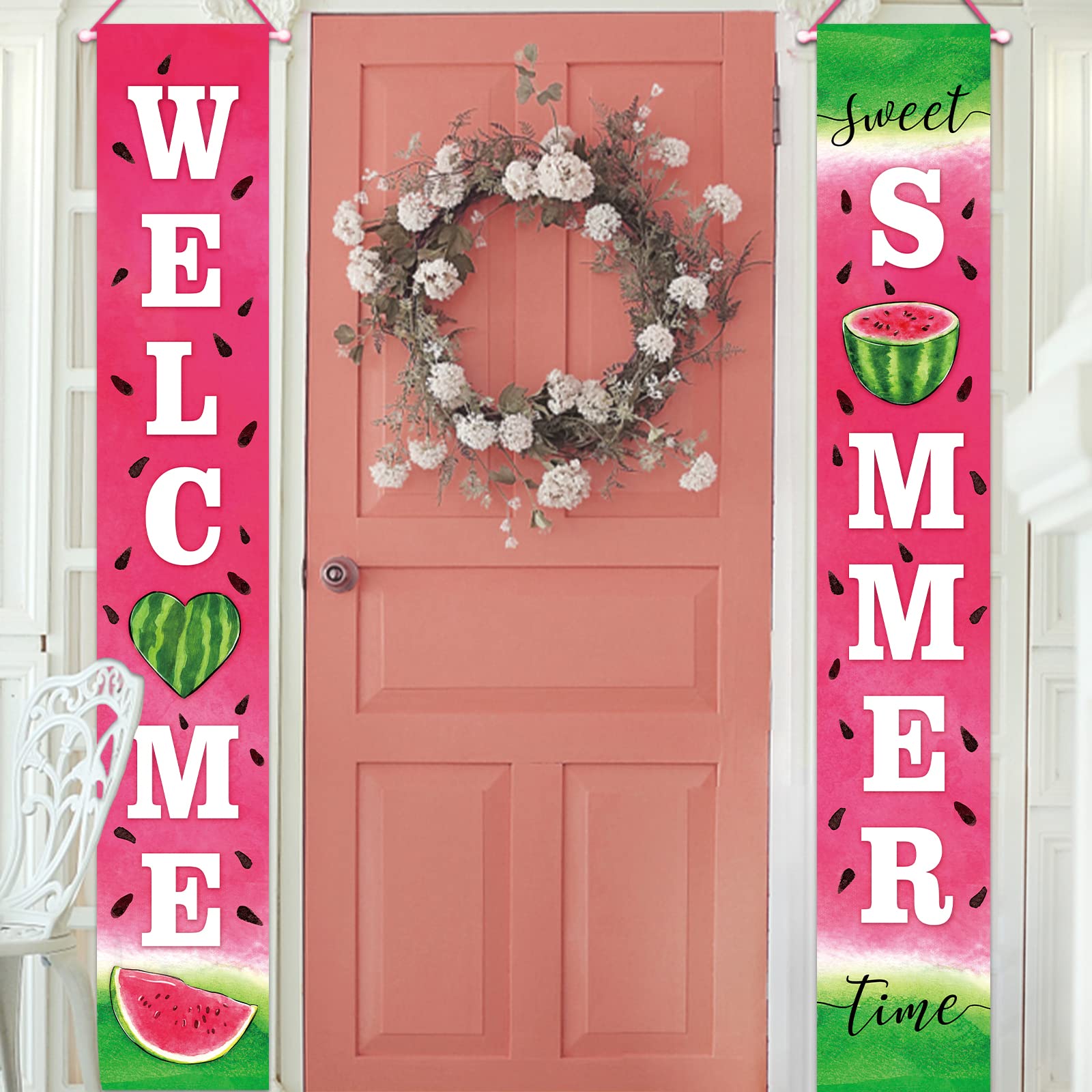 Deroro Welcome Summer Watermelon Porch Banner Sign, Sweet Summer Time ...