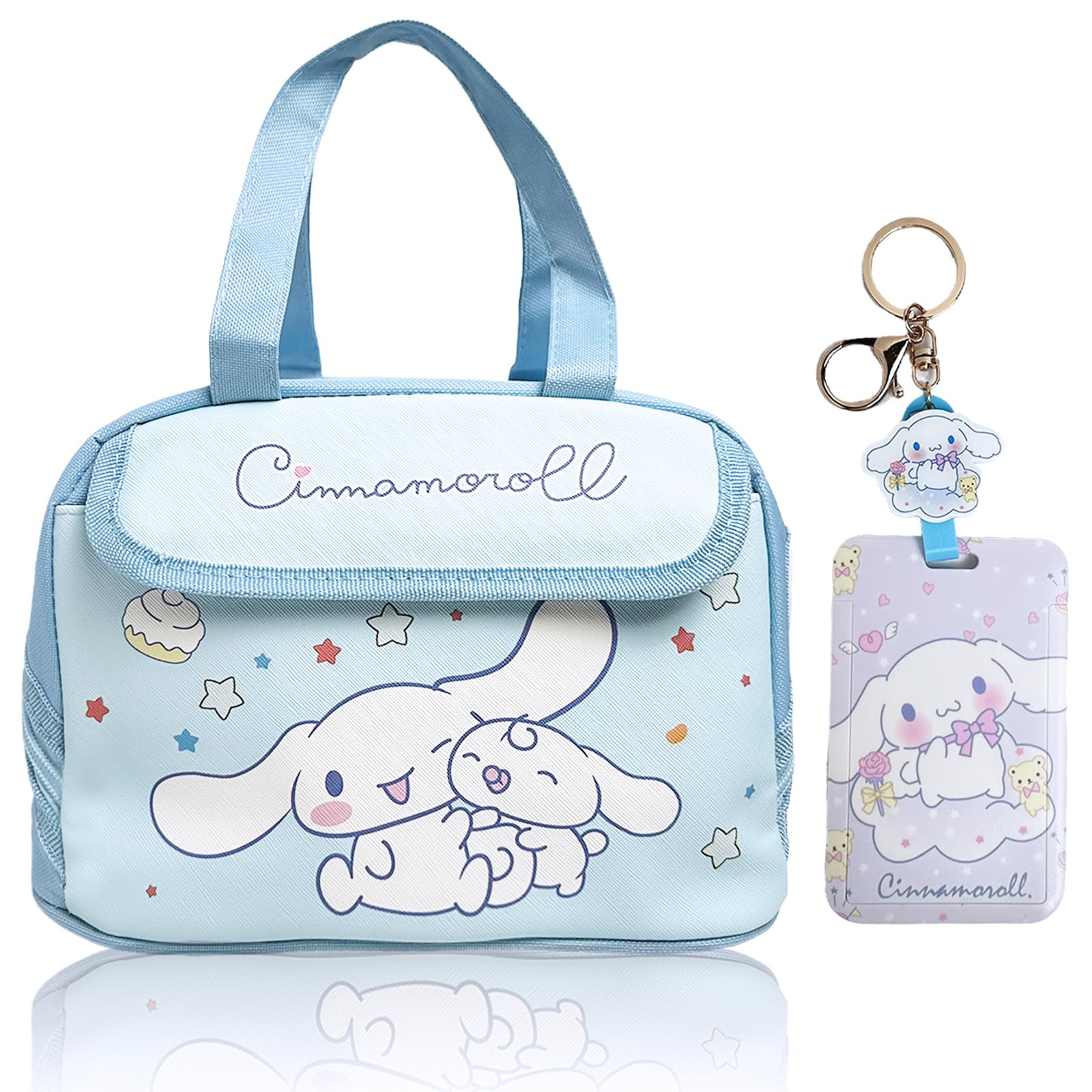 Kawaii Cinna Dog Insulated Lunch Bag with Badge Card Holder for Women ...