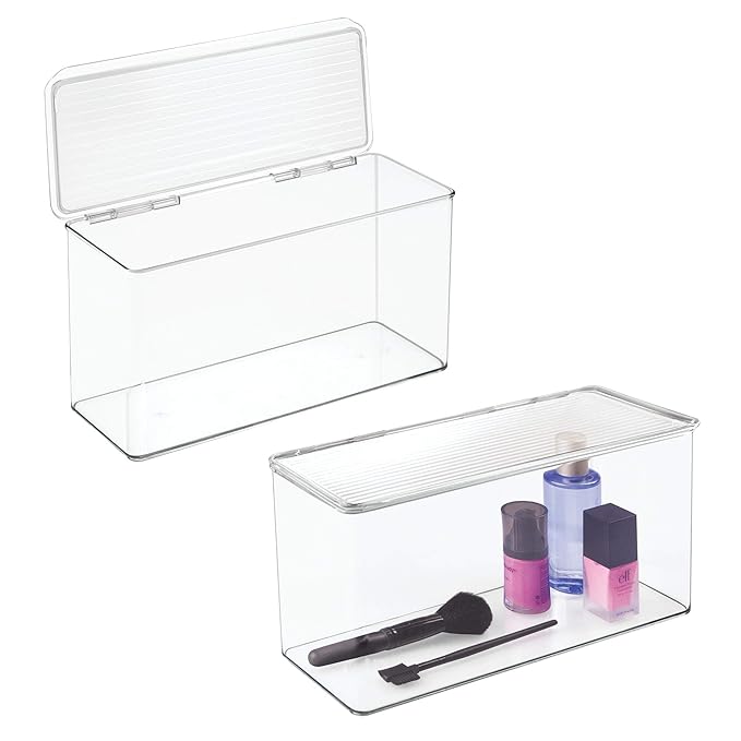 mDesign Bathroom Vanity Stackable Cosmetics Plastic Storage Organizer ...
