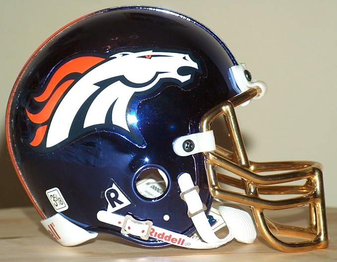 Amazon.com: NFL DENVER BRONCOS CHROME MINI HELMET WITH 24 KARAT GOLD ...