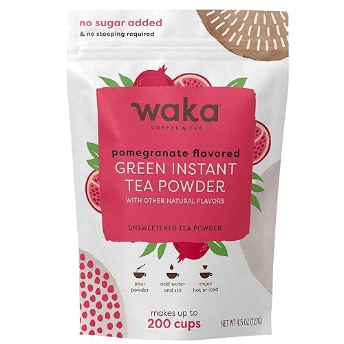 Waka Instant Green Tea Mix, Pomegranate Flavored - 100% Tea Leaves, No ...