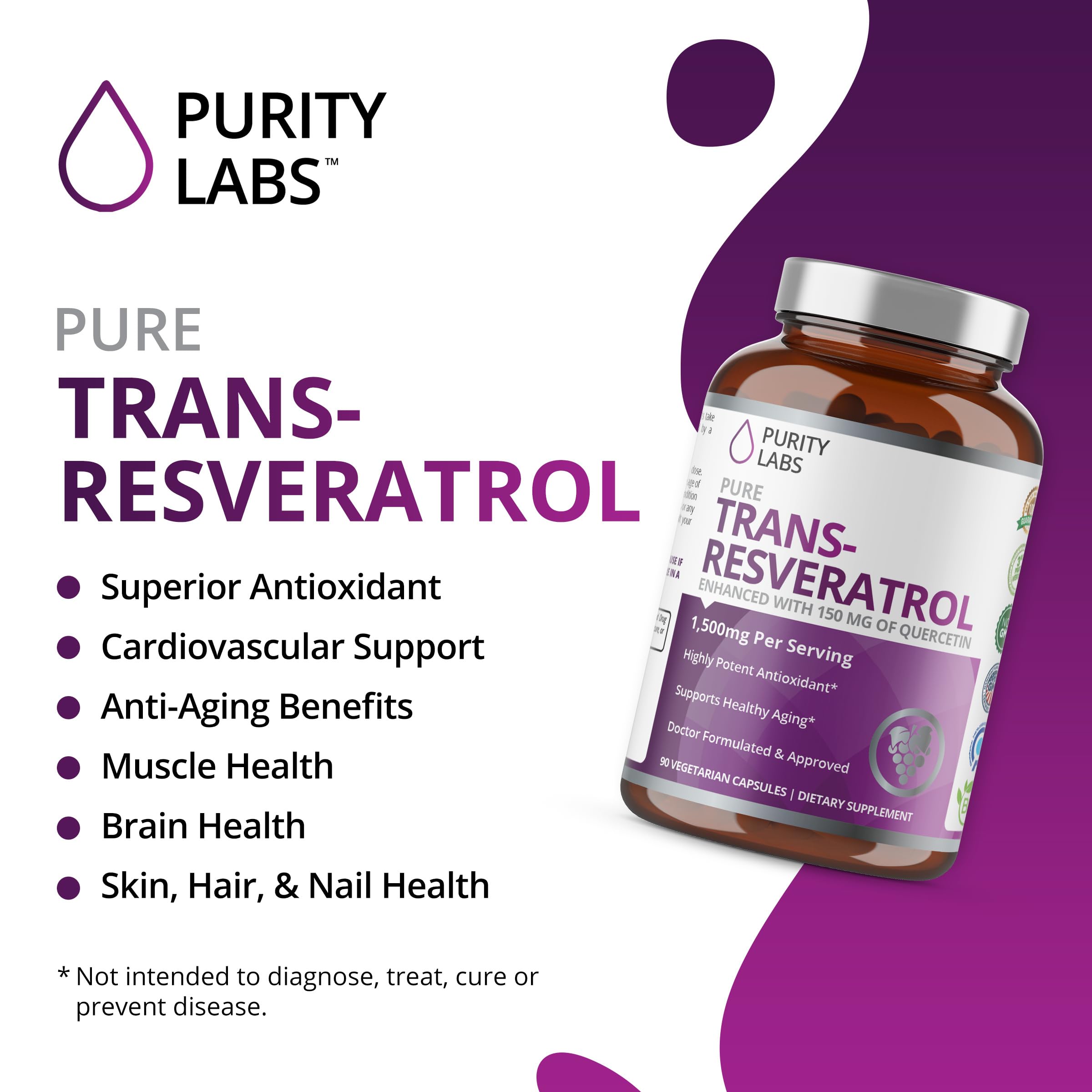 Mua Purity Labs Pure Trans-Resveratrol Supplement + Quercetin 1500mg ...