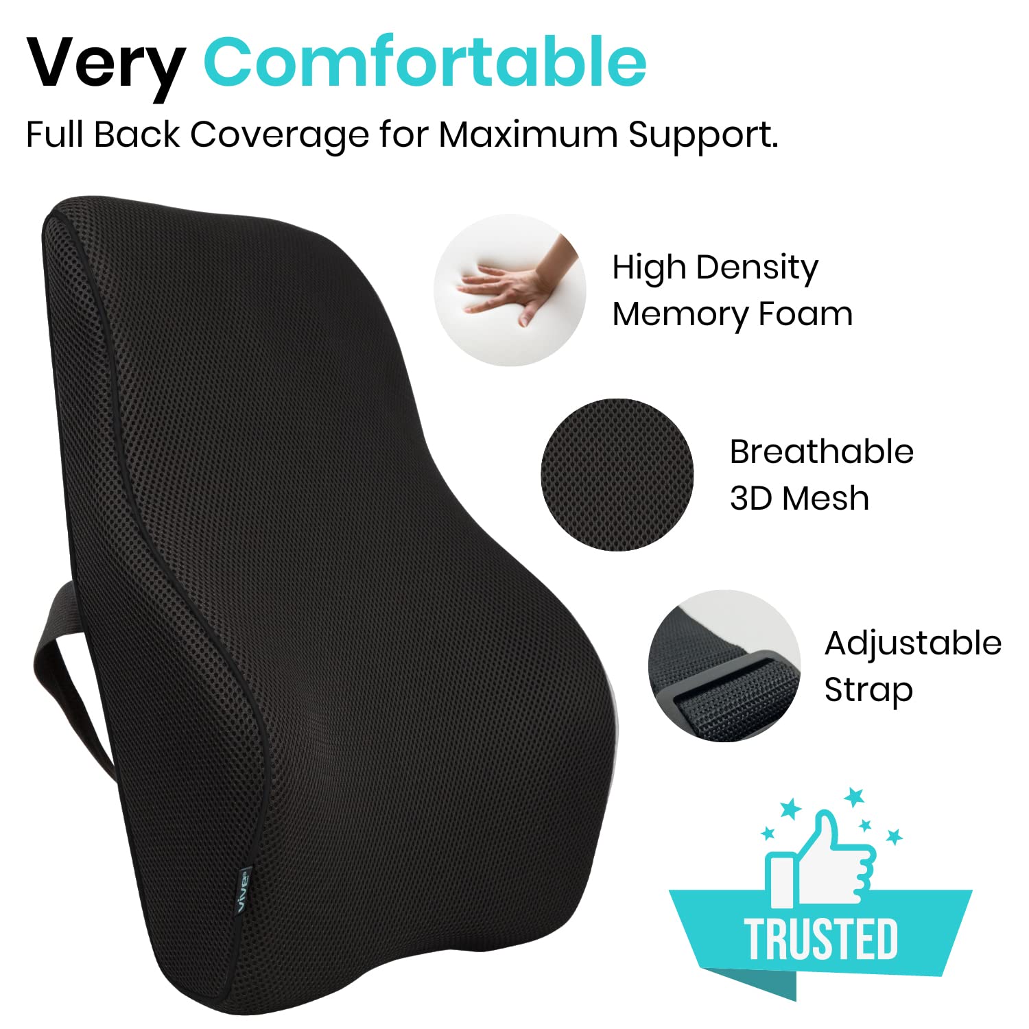 Mua Vive Full Lumbar Pillow - Memory Foam Contour Support Cushion for ...